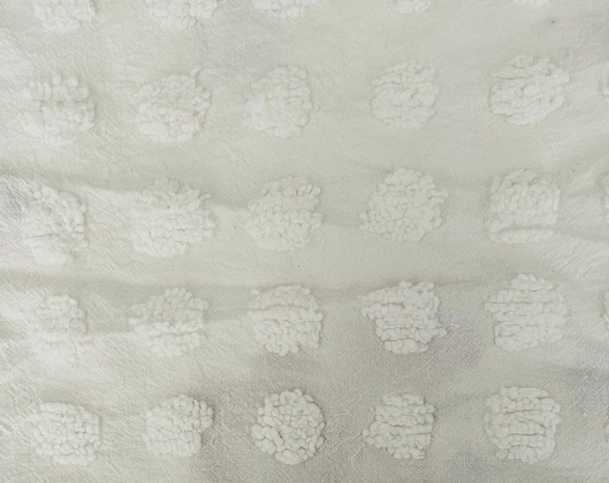 White Chenille Large 1 Inch Dot Fabric, Kids Decor, White Chenille ...