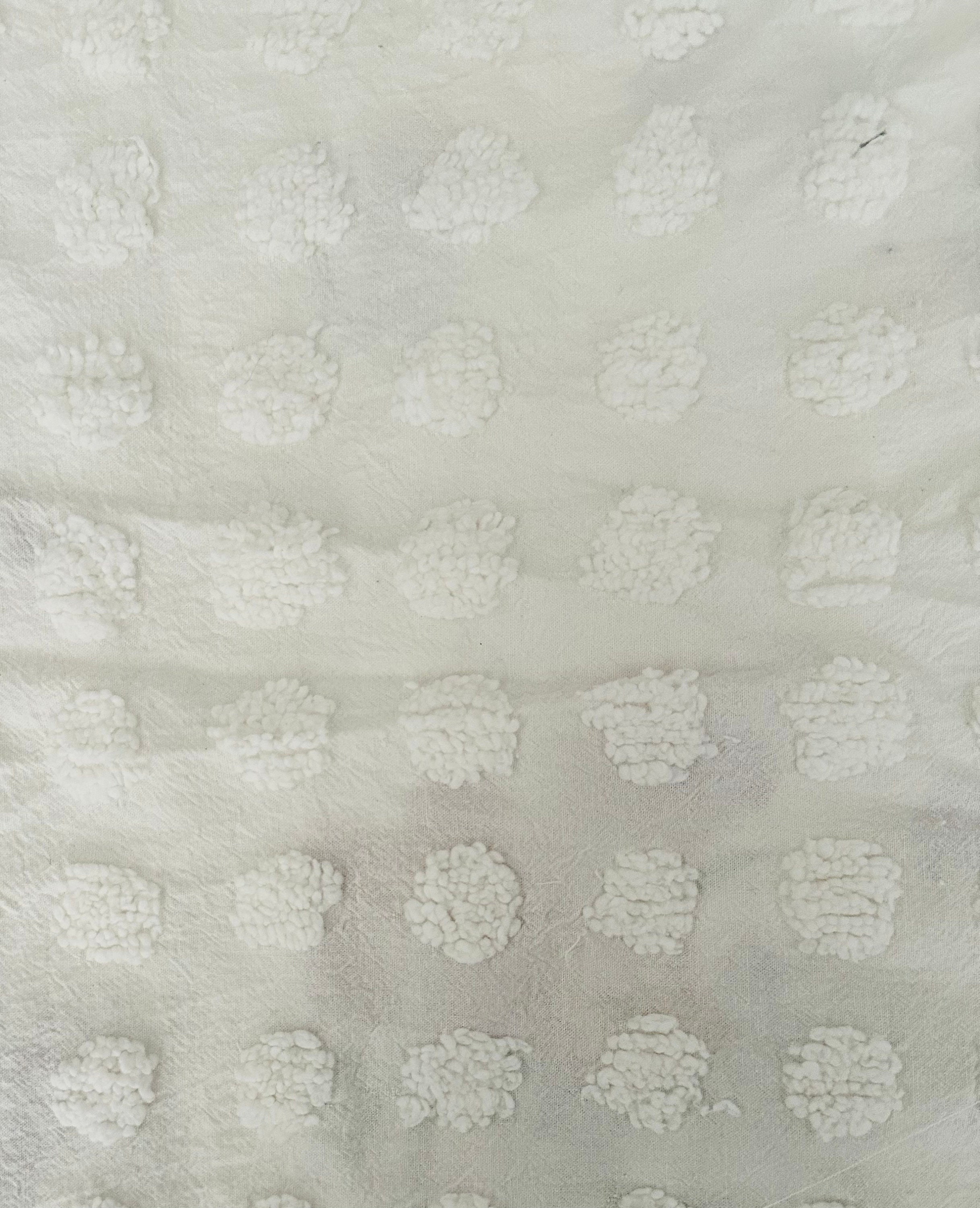 White Chenille Large 1 Inch Dot Fabric, Kids Decor, White Chenille ...