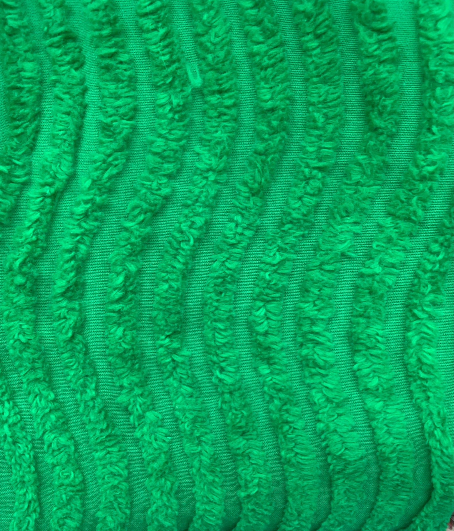 Christmas Green Chenille Fabric, Green Chenille Vintage Fabric, Cotton ...