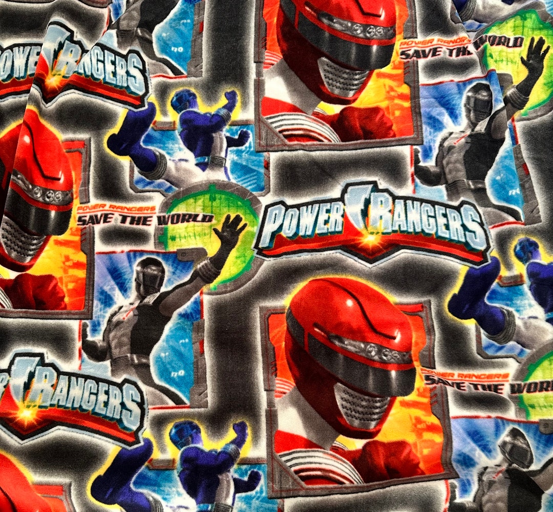 Power Ranger Retro Fleece Fabric, Power Ranger Vintage Fabric, Mighty ...