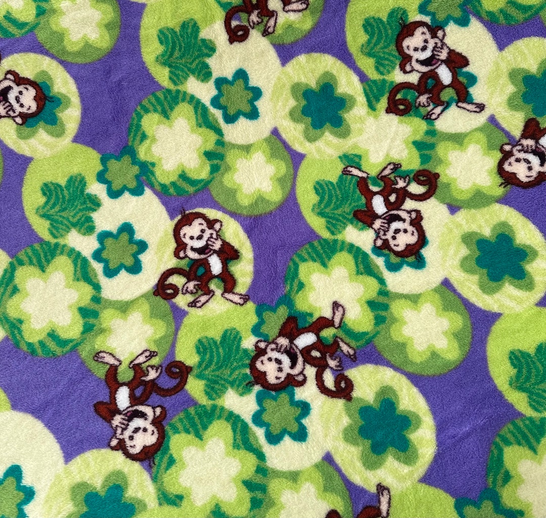 Monkey Micro Fleece Fabric, Dancing Monkey Blanket Micro Fleece, Fabric, Unisex Blanket Fabric ...