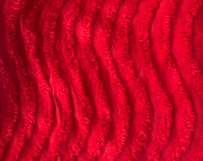 Christmas Red Chenille Fabric, Valentine's Day Red Chenille Vintage ...