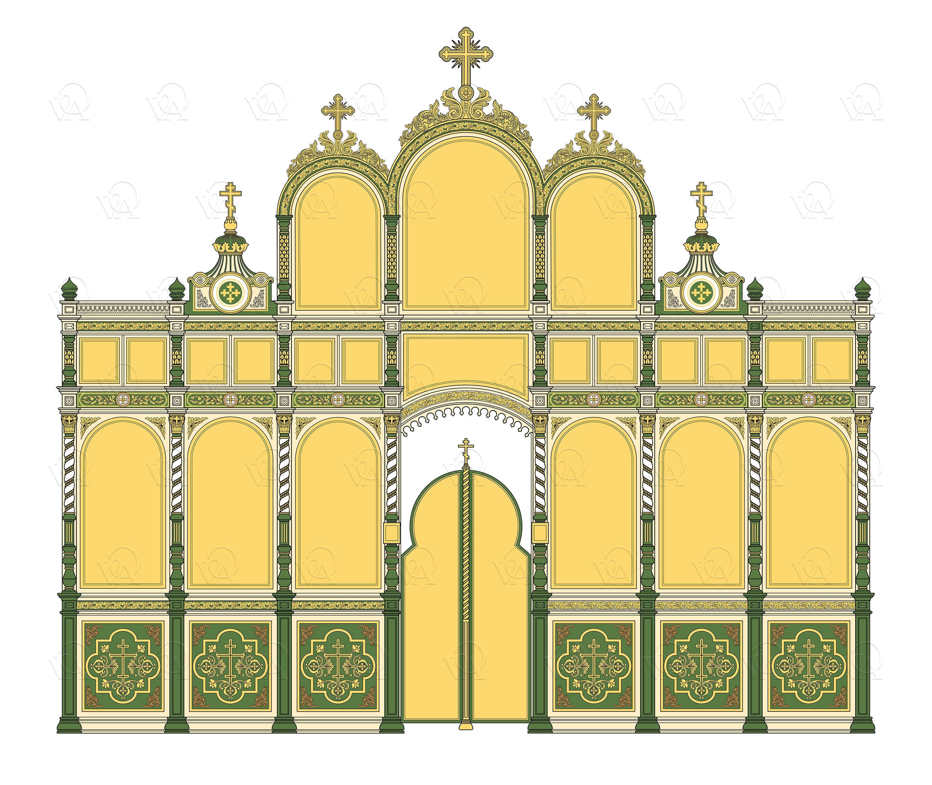 Iconostasis, Architectural, Interior, Orthodox, Religious, Illustration ...