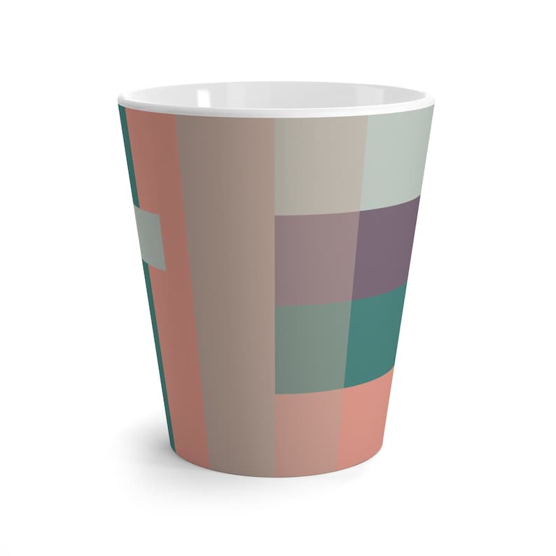 Color Palette Latte Mug, 12oz, Ceramic Mug, Color Palette, Striped Mug ...