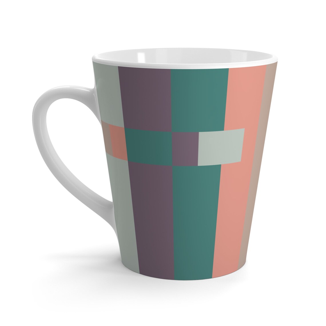 Color Palette Latte Mug, 12oz, Ceramic Mug, Color Palette, Striped Mug ...