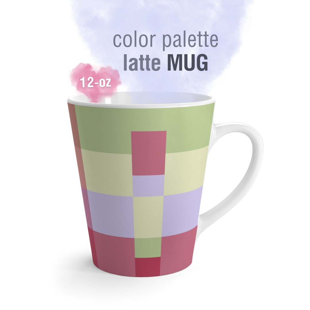 Color Palette Latte Mug, 12oz, Ceramic Mug, Color Palette, Striped Mug ...