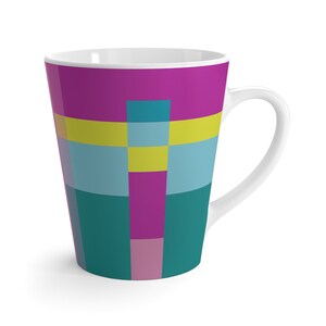 Color Palette Latte Mug, 12oz, Ceramic Mug, Color Palette, Striped Mug ...