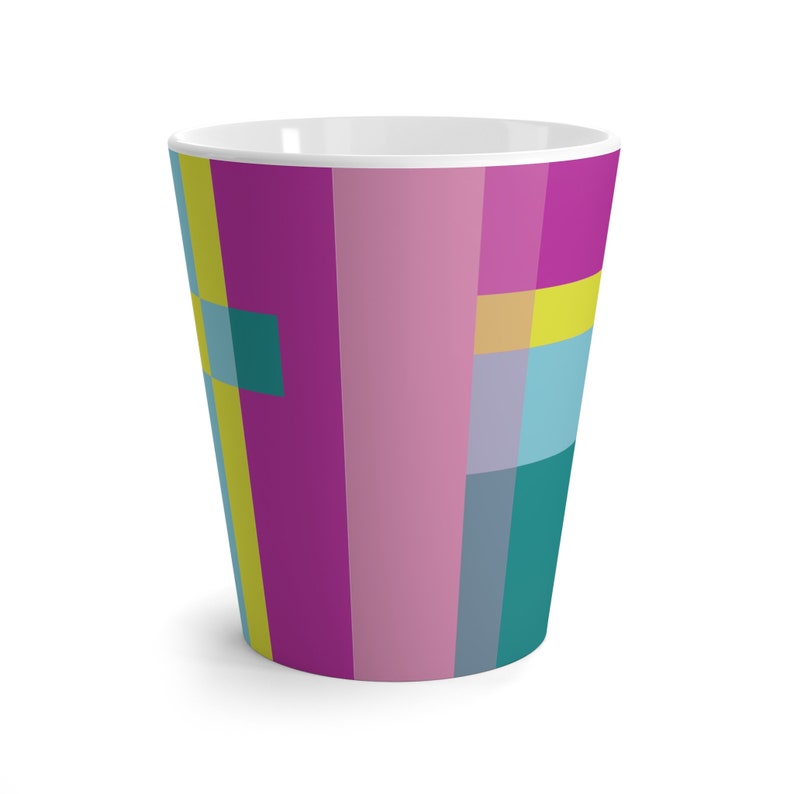 Color Palette Latte Mug, 12oz, Ceramic Mug, Color Palette, Striped Mug ...