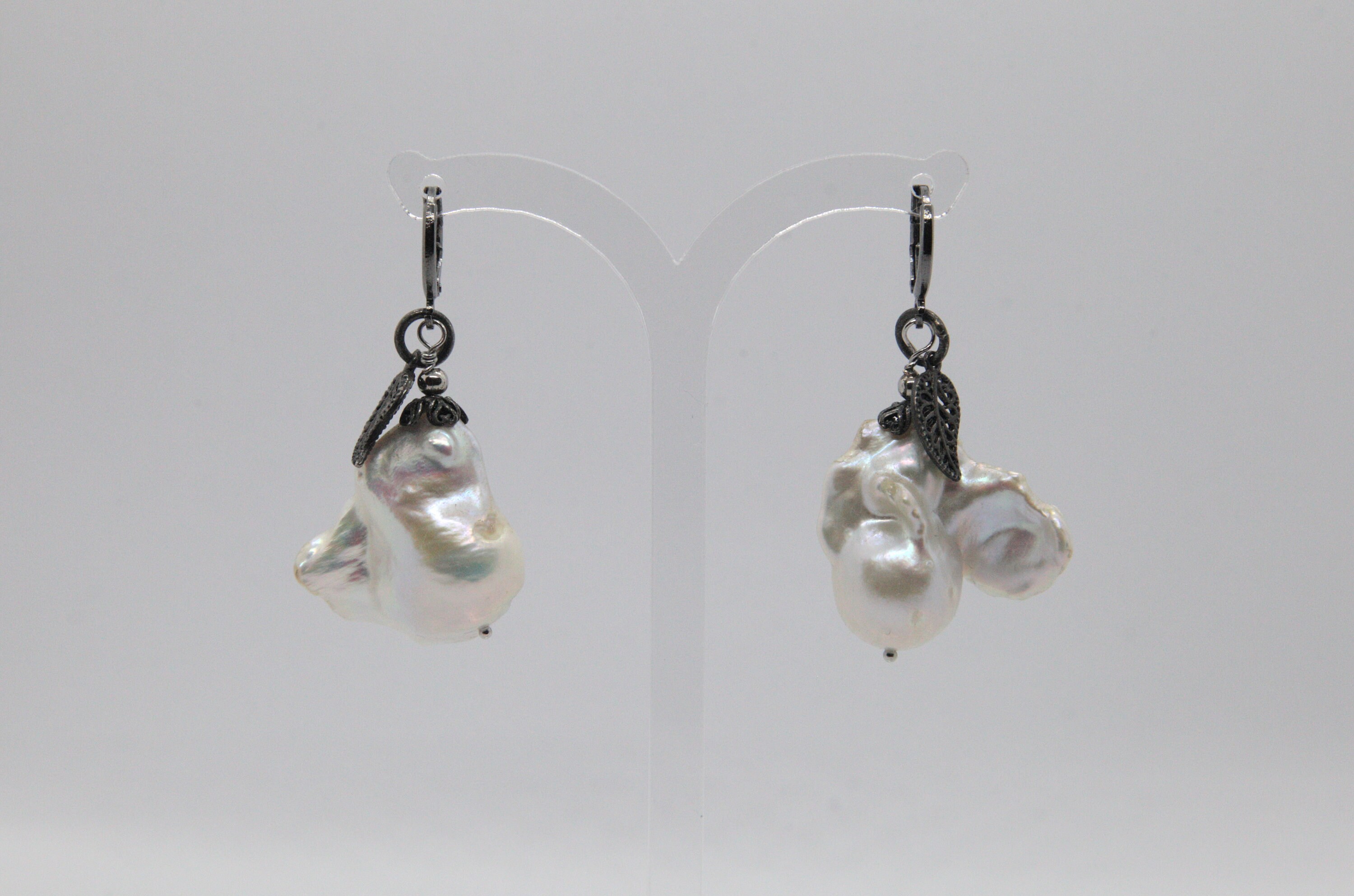 Large Baroque Pearl Drop Earrings White Freshwater Shiny Etsy