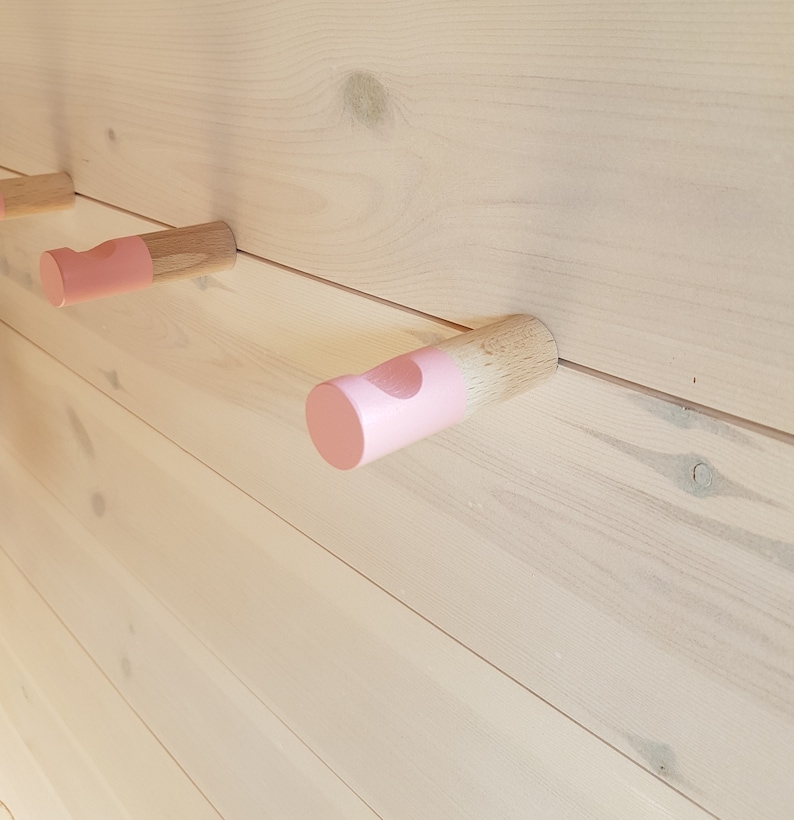 Pink Wall Hook/set of 5/wooden Towel Hook/ Modern Wooden Hook/coat Rack ...