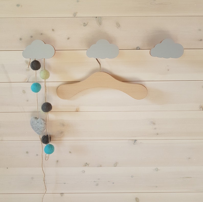 Wooden Hook, Light Grey Cloud Hook, Wall Knob, Kid's Room Hooks, Scarf ...