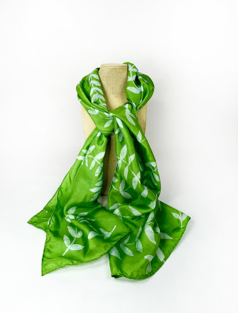 Luxurious Emerald Green Vines Silk Scarf, Spring Fashion Accessory ...