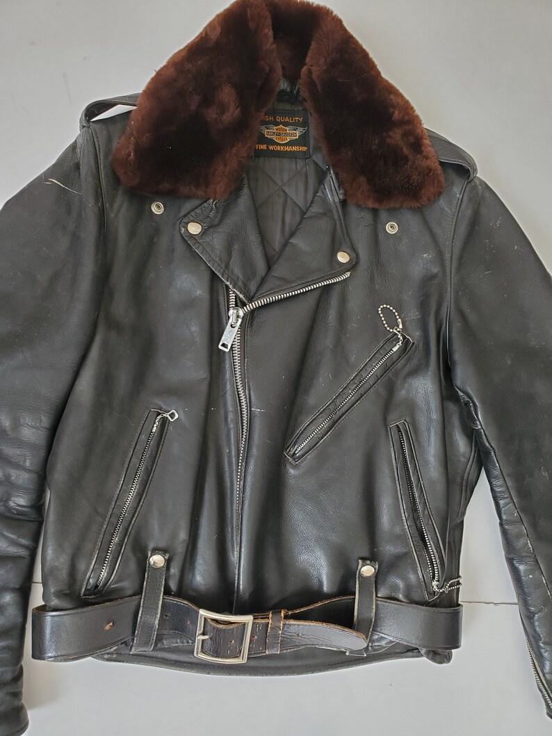 Vintage Men's Harley Davidson Leather Jacket Police Bomber - Etsy