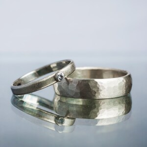 Wedding Ring Set Iolite Ring Set Silver Ring Set His and - Etsy