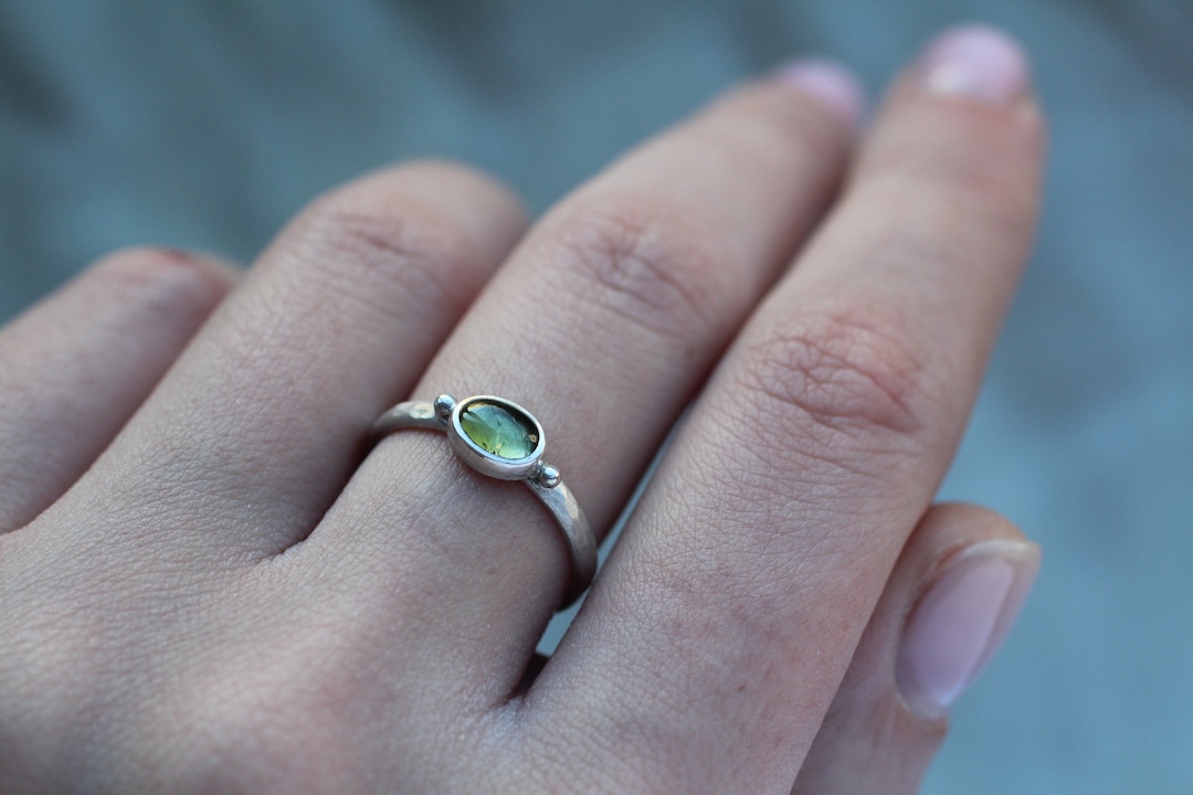 Tourmaline Stacking Ring, Green Tourmaline Engagement Ring, Gift for ...