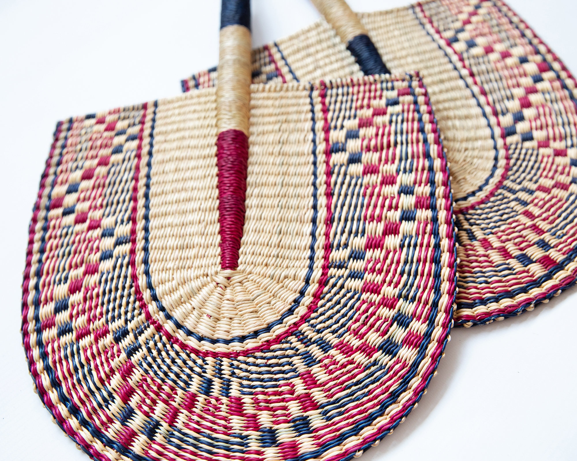 Bolga Fan - Marseille - African Handwoven Decorative Fan in Wine and ...