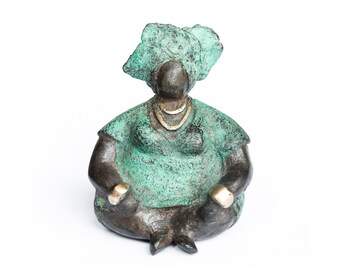 African Bronze Mama Rashida in Teal Artisan Made Sculpture | Etsy