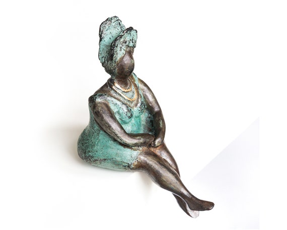 African Bronze Mama Rashida in Teal Artisan Made Sculpture | Etsy