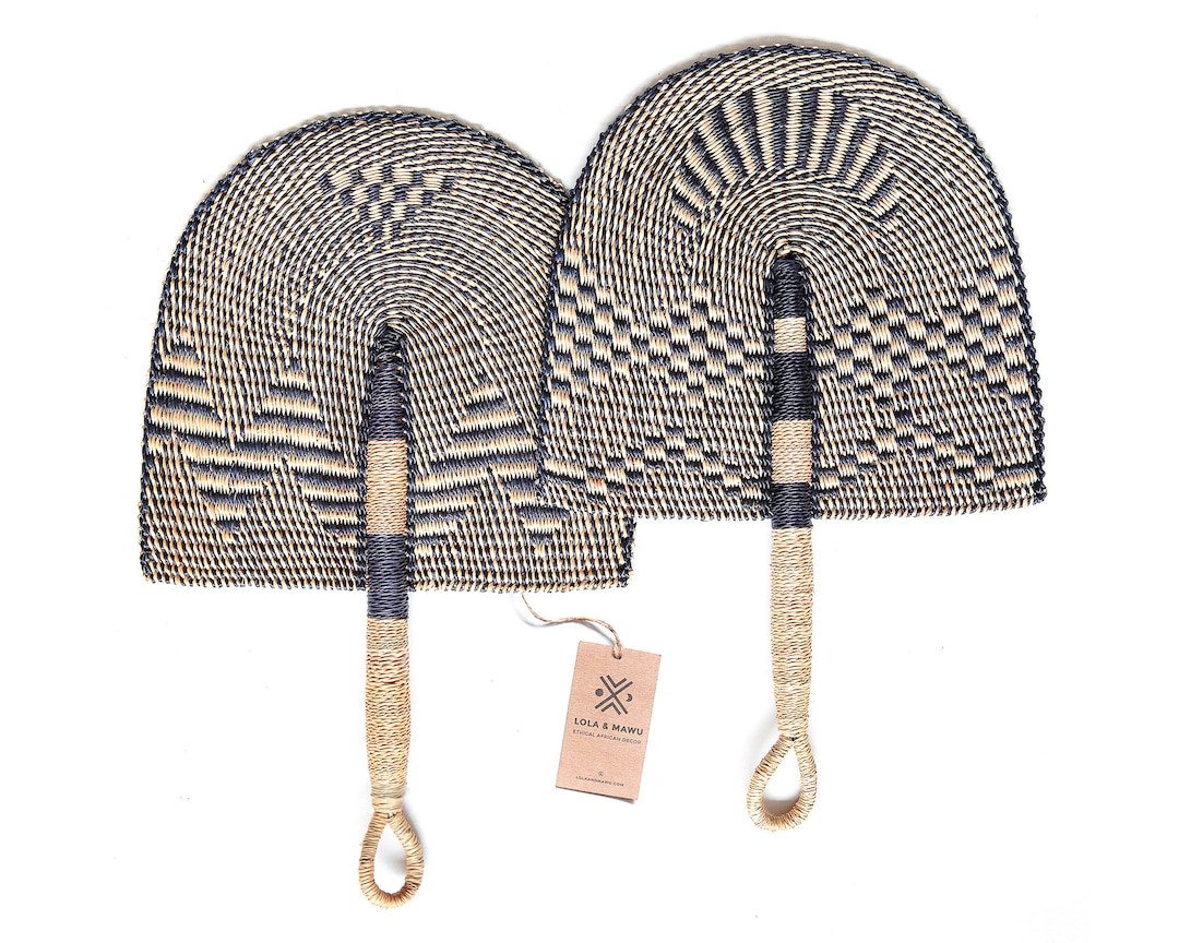 Bolga Fans Set of Two Siam No. 2 Handwoven Decorative African Fans in ...