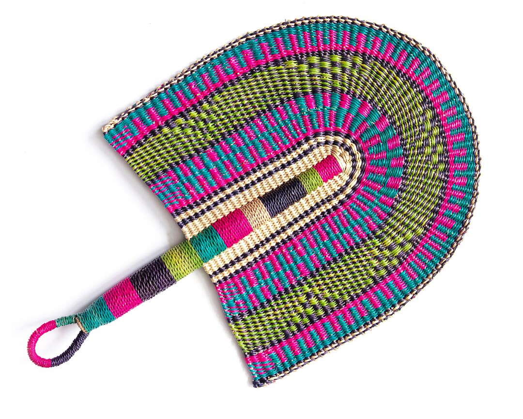 Bolga Fan - Kerala No. 3 - African Handwoven Decorative Fan in Green ...