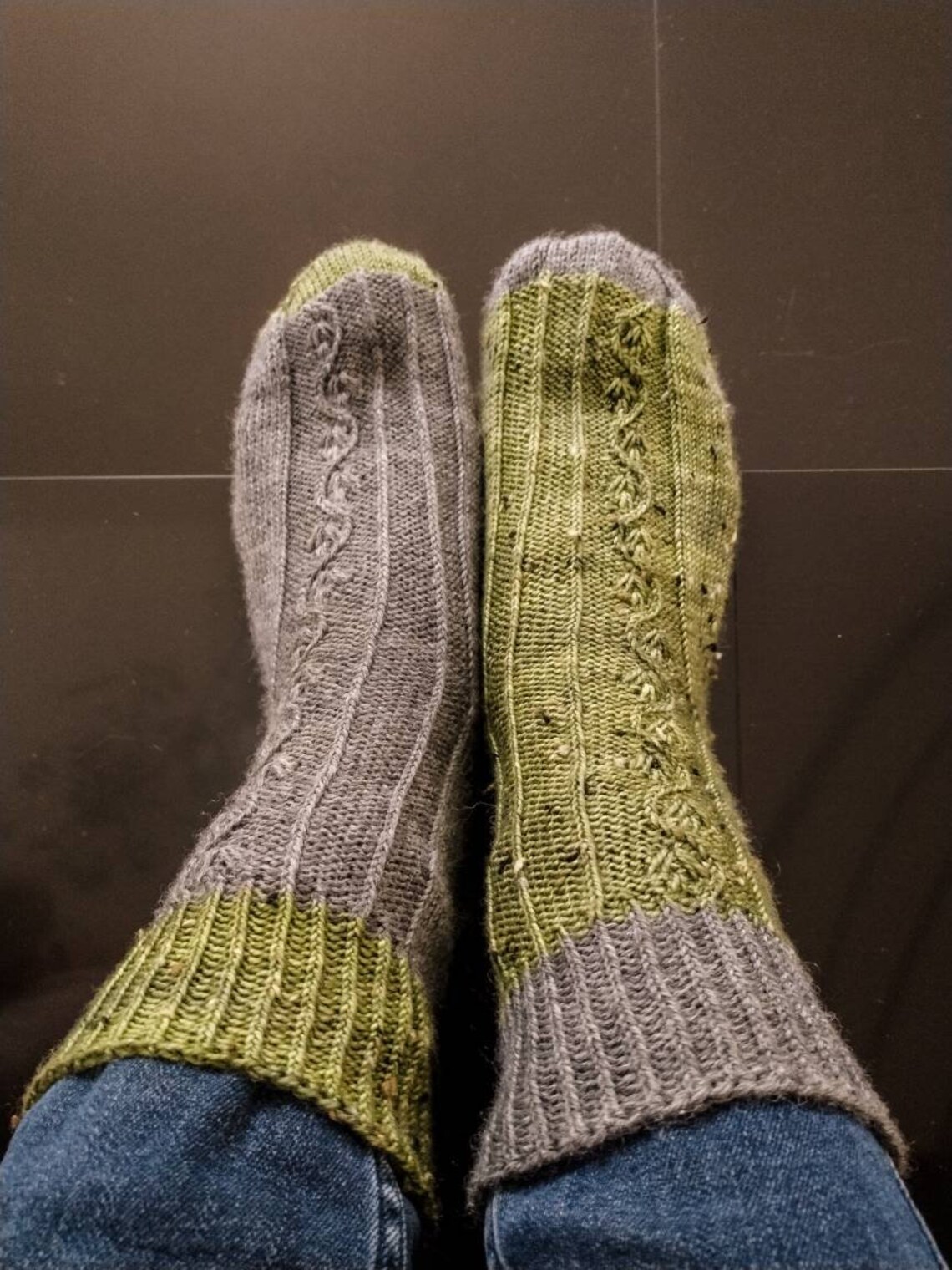 Handmade knitted funky two-colored preteen teen woman socks | Etsy