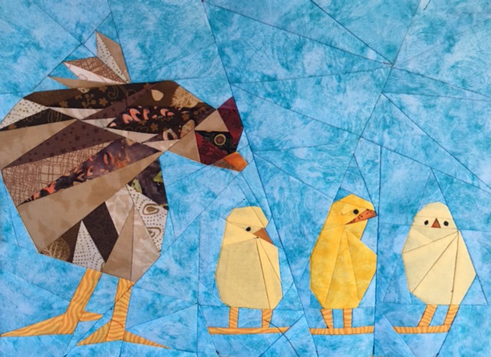 Hilly With 3 Chicks Paper Pieced Chicken - Etsy
