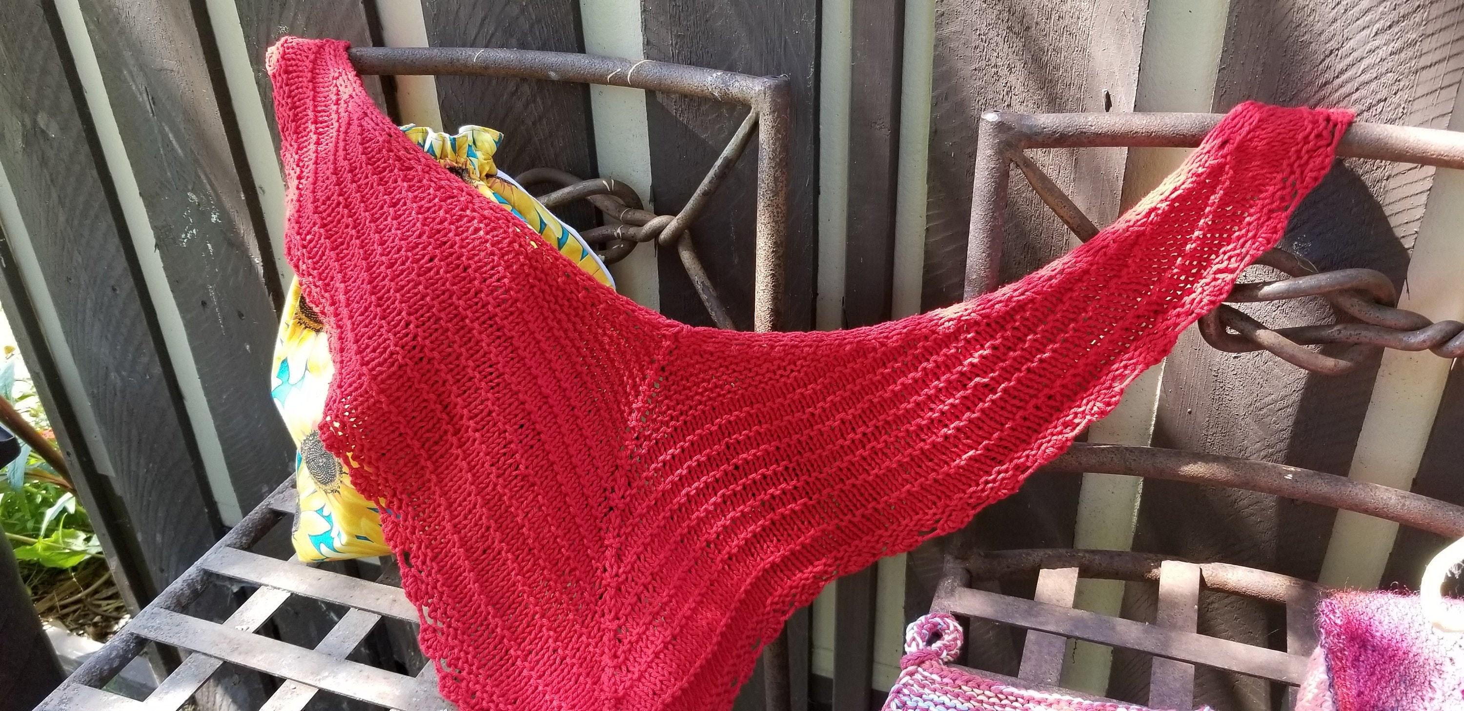 Little Red Kerchief, Triangle Shape, Cotton Scarf, Kerchief, Shawl ...