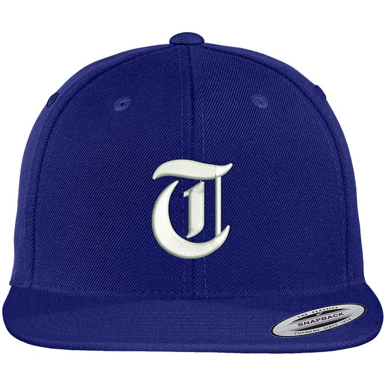 Stitchfy Old English T Embroidered Flat Bill Snapback Cap | Etsy