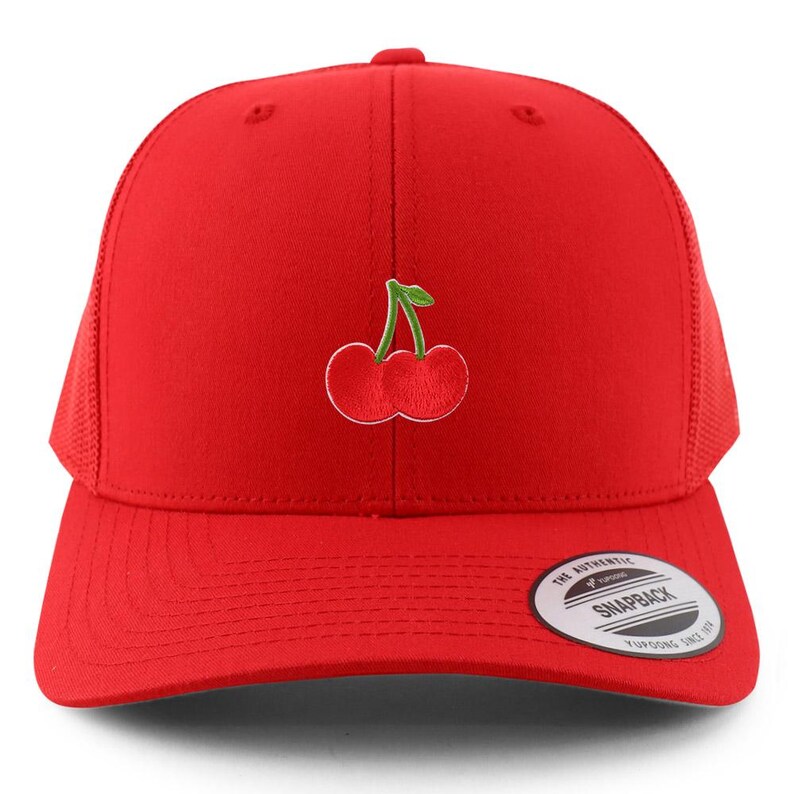 Stitchfy Cherry Fruit Patch 6 Panel Retro Cherry Fruiter Mesh Cap (SF ...