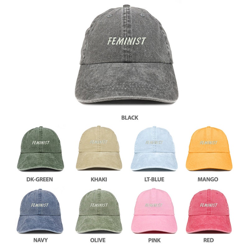 Stitchfy Feminist Embroidered Washed Cotton Adjustable Cap - Etsy