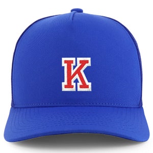 Stitchfy Letter K Varsity Font 5 Panel Structured Trucker Cap (SF ...