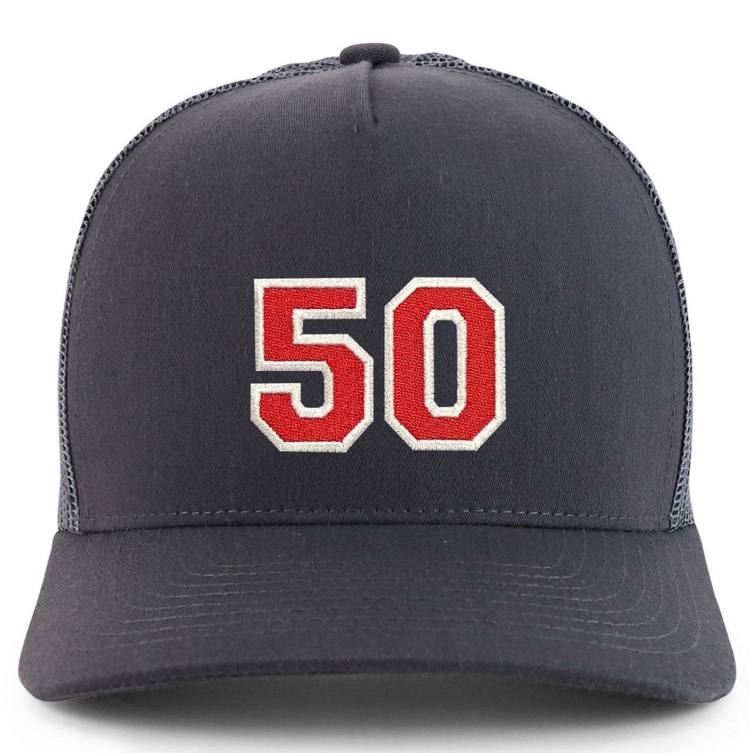 Stitchfy Number 50 Varsity Font Embroidered 5 Panel Structured Snapback ...