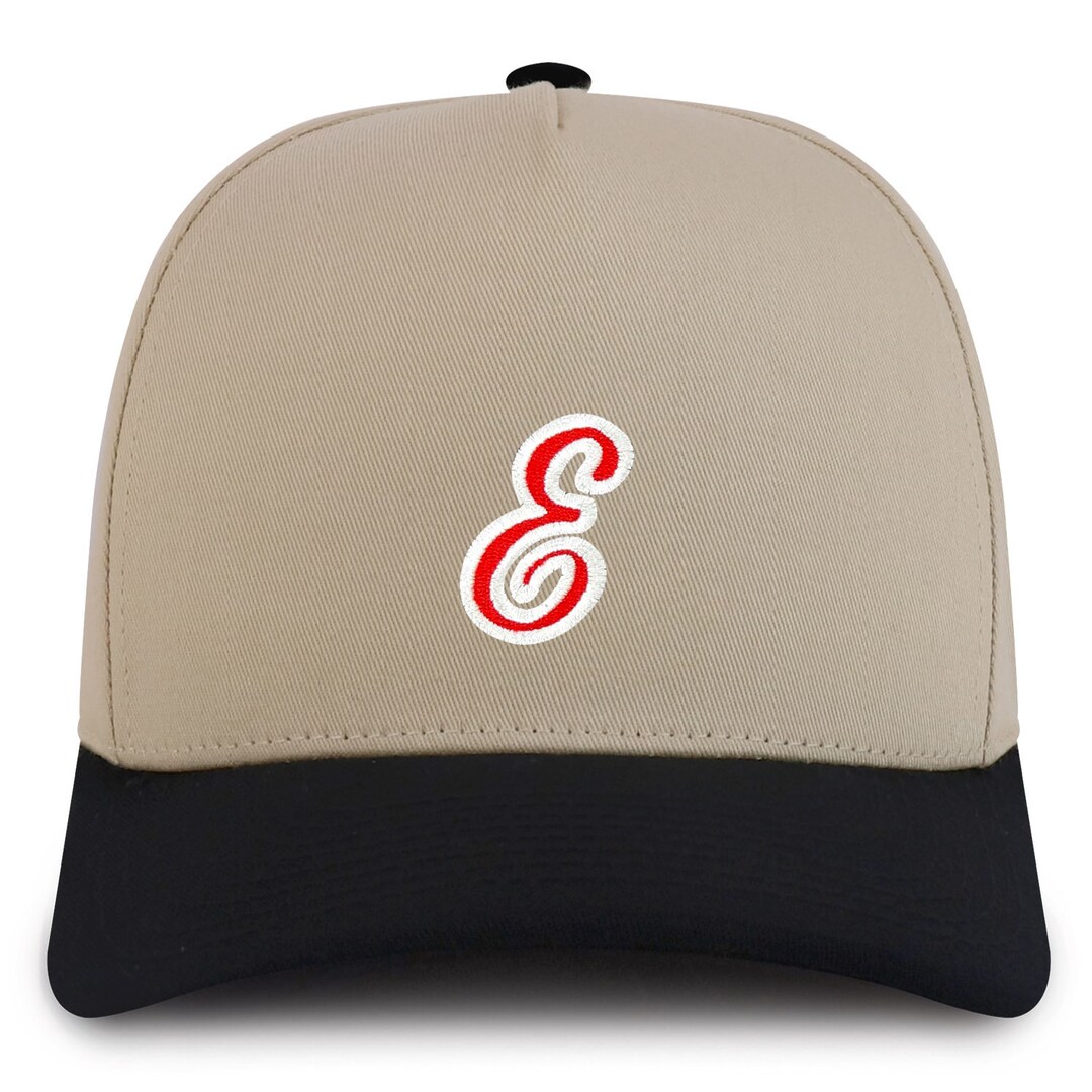 Stitchfy Letter E Script Outline 5 Panel Structured Snapback Baseball ...