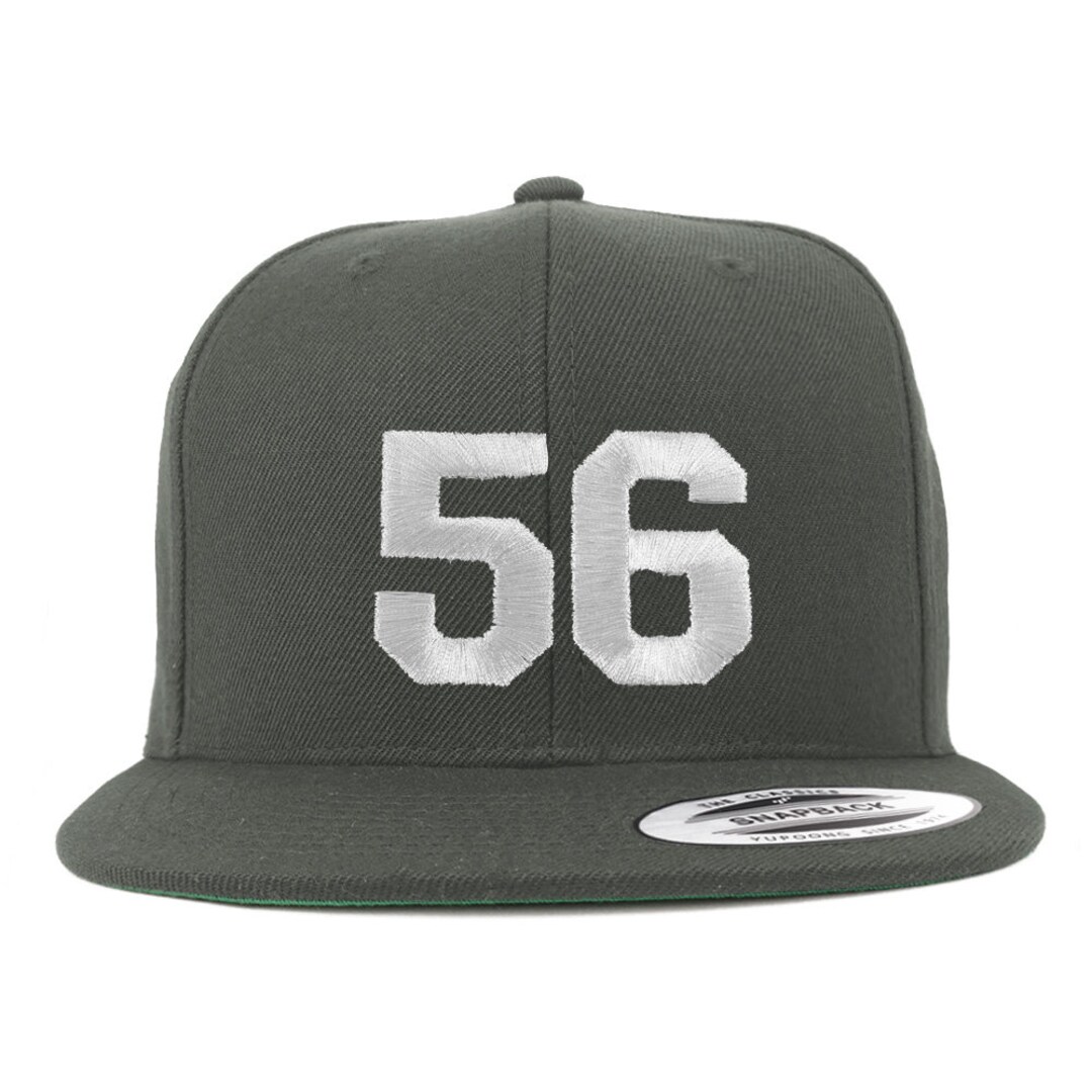 Stitchfy Number 56 White Thread Embroidered Flat Bill Snapback Baseball ...