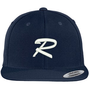 Stitchfy Letter R Brushed Script Embroidered Flat Bill Snapback ...