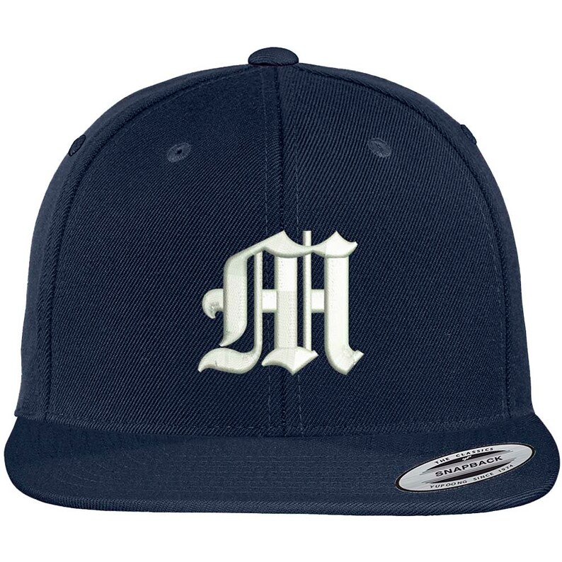 Stitchfy Old English M Embroidered Flat Bill Snapback Cap (SF-TXT013 ...