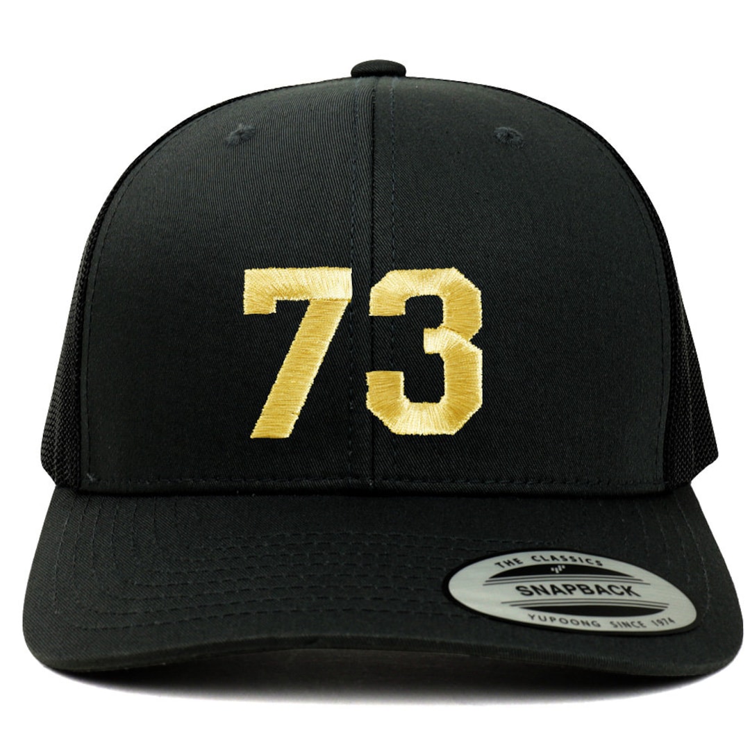 Stitchfy Number 73 Gold Thread Embroidered Retro Trucker Mesh Baseball ...