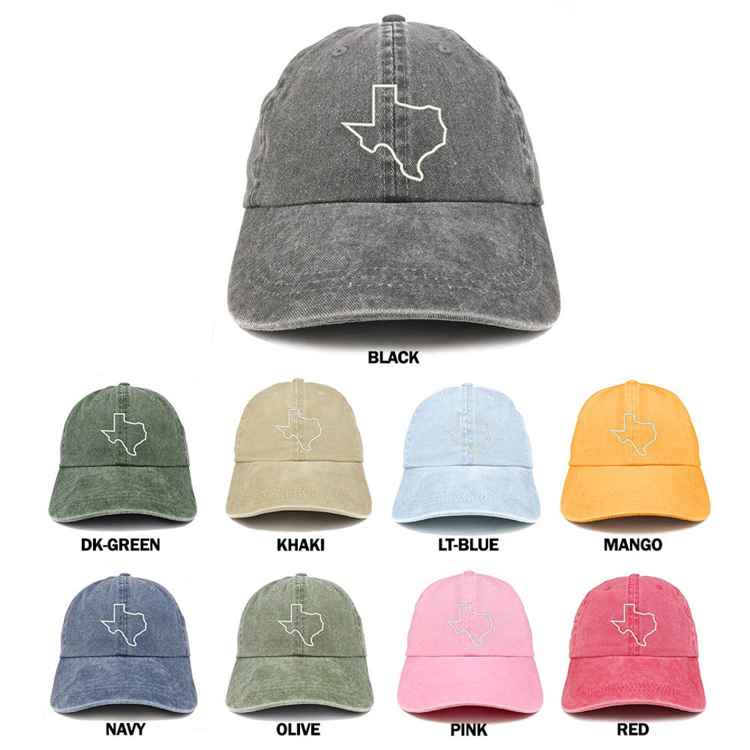 Stitchfy Texas State Outline Embroidered Washed Cotton Adjustable Cap ...