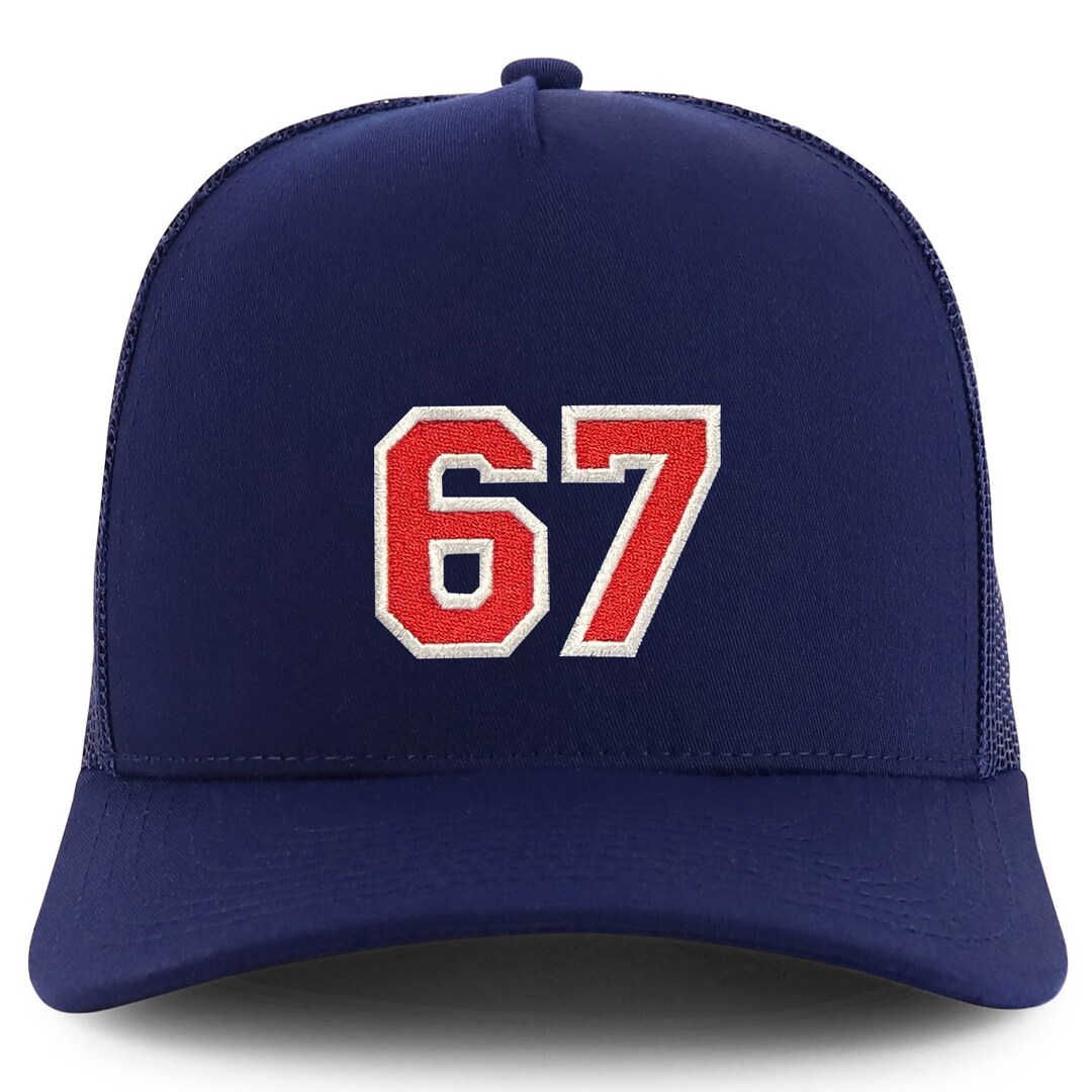 Stitchfy Number 67 Varsity Font Embroidered 5 Panel Structured Snapback ...