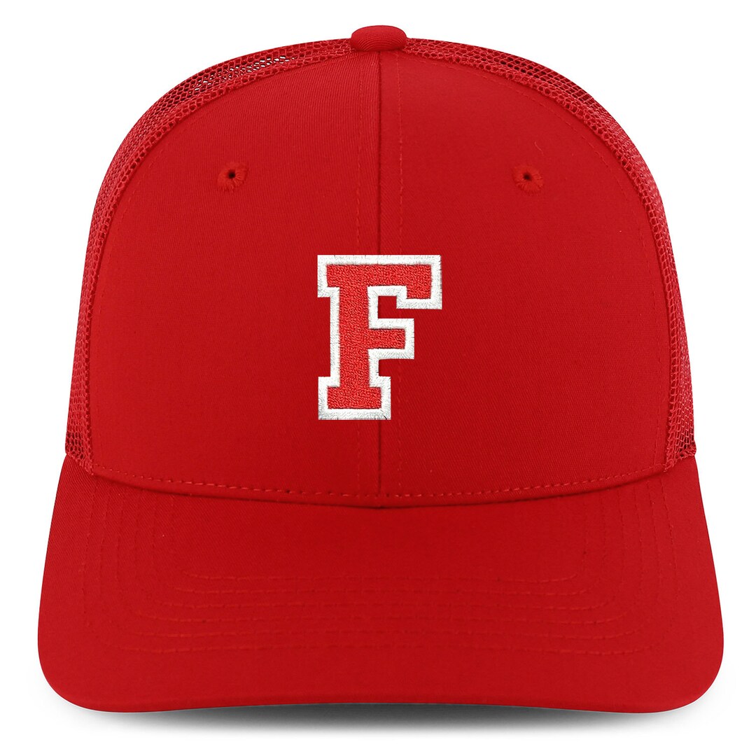 Stitchfy Letter F Varsity Font 6 Panel Snapback Trucker Cap (SF-TXT3665 ...