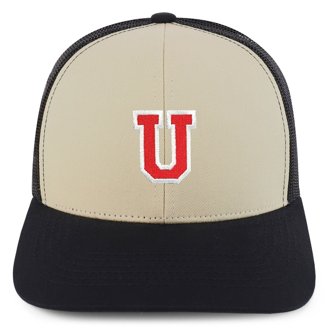 Stitchfy Letter U Varsity Font 6 Panel Snapback Trucker Cap (SF-TXT3680 ...