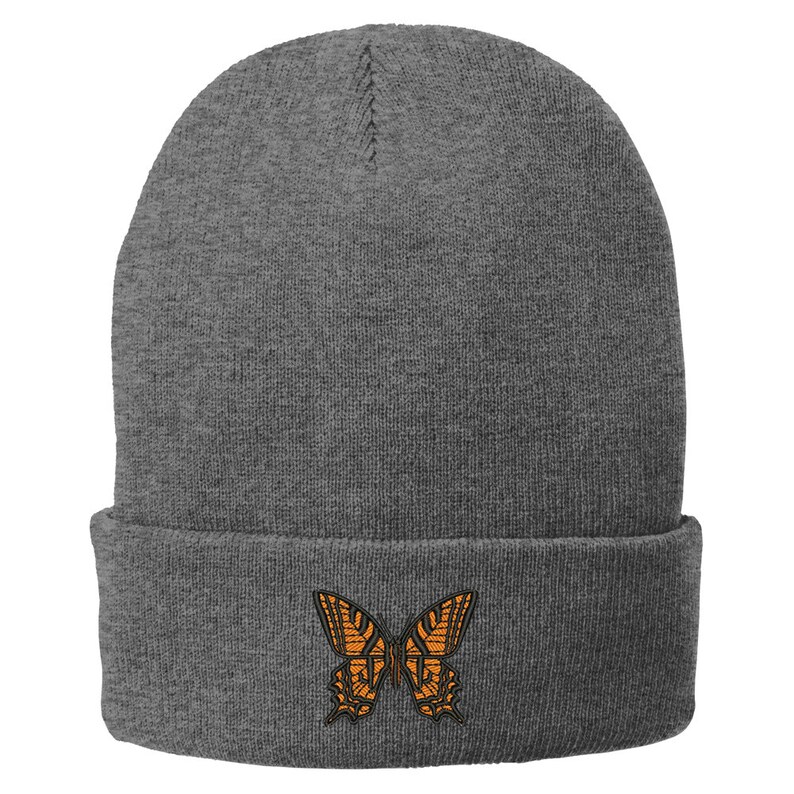 Stitchfy Butterfly Embroidered Knitted Long Cuff Winter Beanie (SF ...