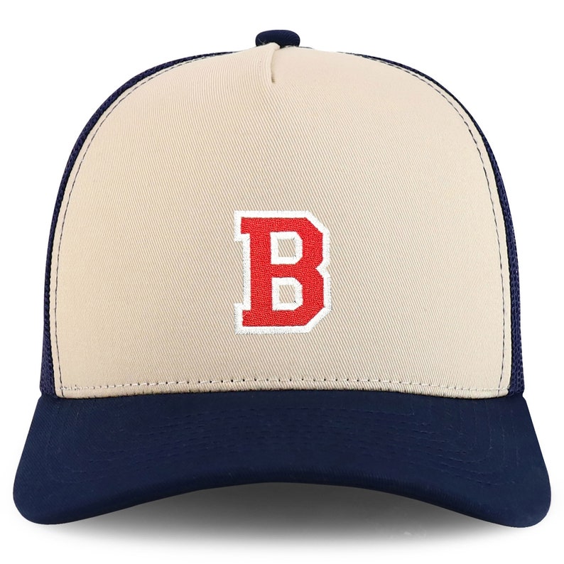 Stitchfy Letter B Varsity Font 5 Panel Structured Trucker Cap (SF ...