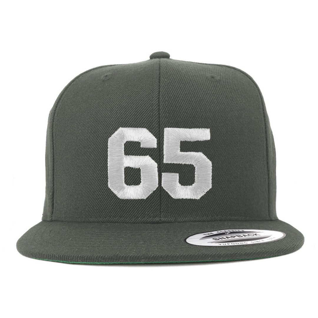 Stitchfy Number 65 White Thread Embroidered Flat Bill Snapback Baseball ...