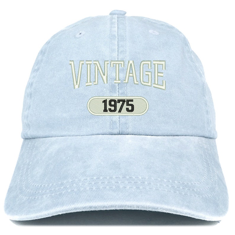 Stitchfy Vintage 1975 Birthday Embroidered Pigment Dyed Washed Baseball ...