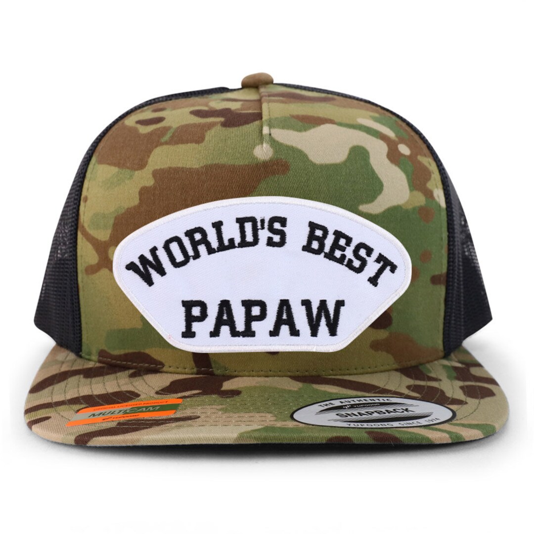 Stitchfy World's Best Papaw Patch 5 Panel Flat Bill Trucker Mesh Baseball Cap (SF- EP-TXT2649 ...