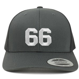 Stitchfy Number 66 White Thread Embroidered Retro Trucker Mesh Baseball ...