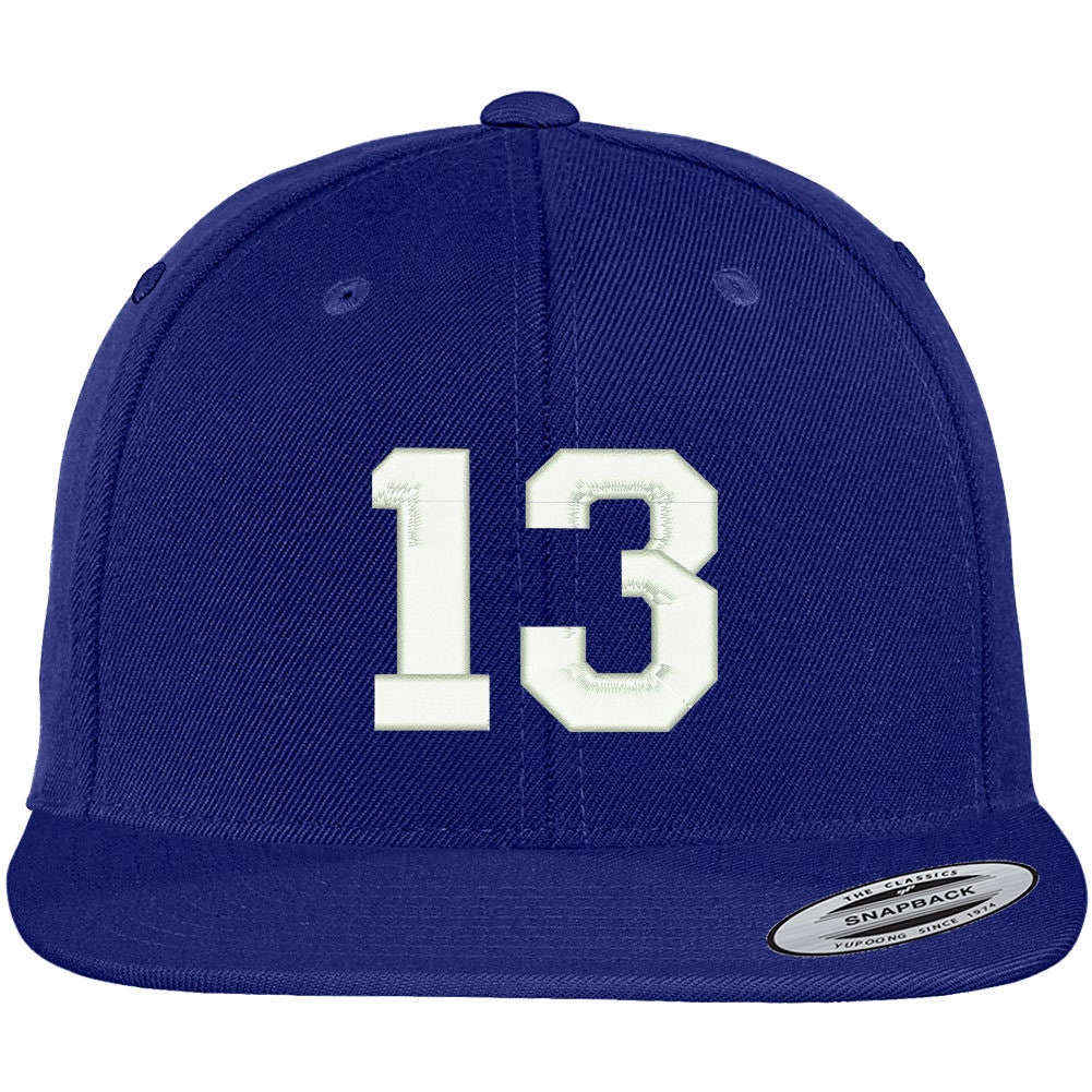 Stitchfy Number 13 Collegiate Varsity Font Embroidered Flat Bill ...