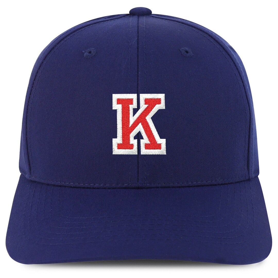 Stitchfy Letter K Varsity Font 6 Panel Snapback Baseball Cap(sf-txt3670 ...