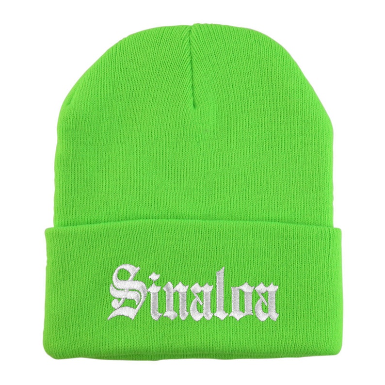 Stitchfy Old English Sinaloa White Embroidered Acrylic Knit Beanie Cap ...